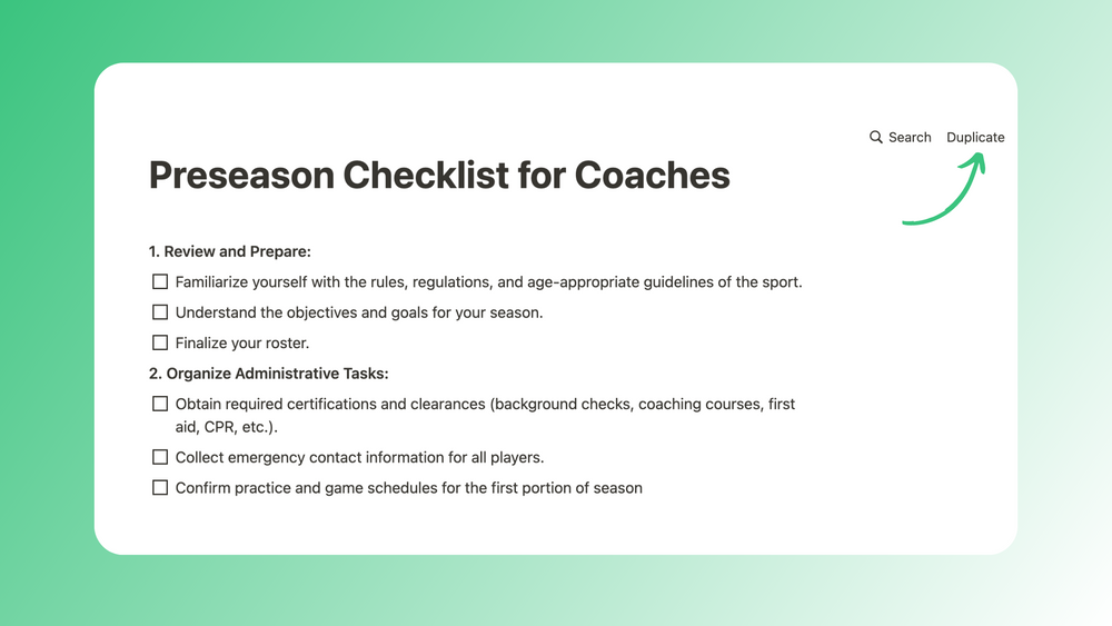 The Youth Sports Coaches' Preseason Checklist