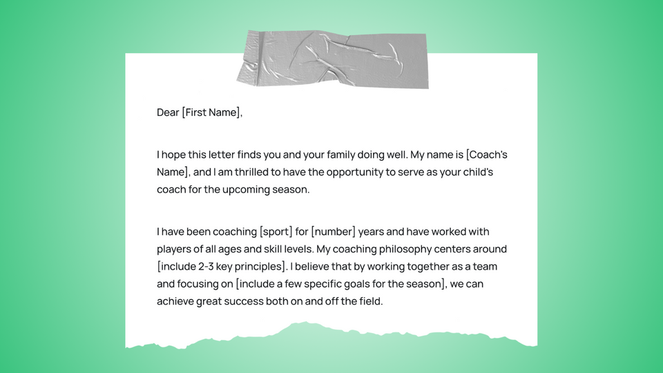Youth Sports Coach: Sample Introduction Letter to Parents